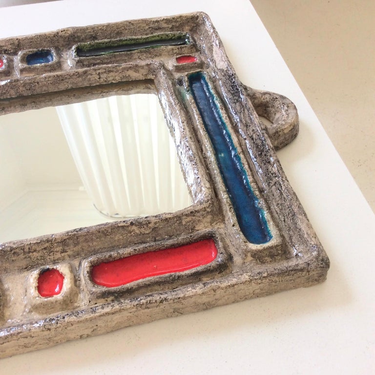 Abstract Composition Ceramic Mirror, France, circa 1960 at 1stDibs