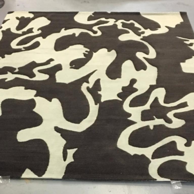 Area Rug Brown and Mint Abstract Contemporary, Handmade of Silk and ...