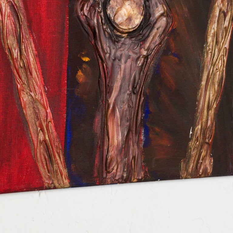 Abstract Cross Oil on Canvas Painting Pablo Romo Artwork 1990s For Sale ...