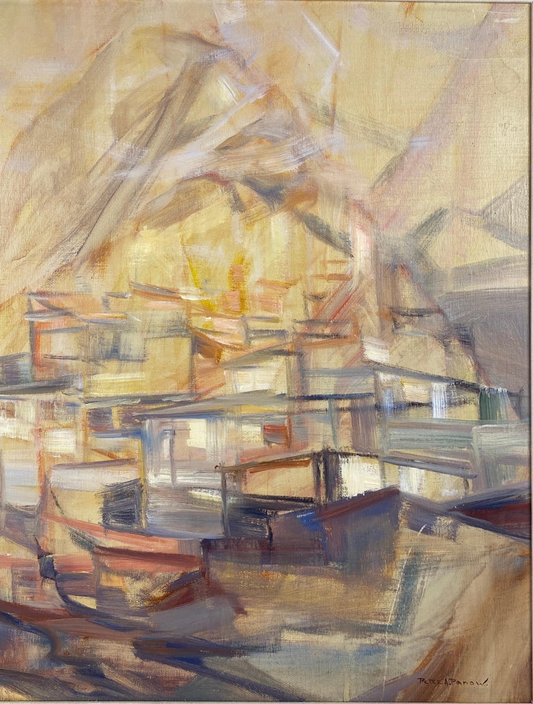 Abstract Cubist Seascape Oil on Canvas Painting by Peter a. Panow For ...