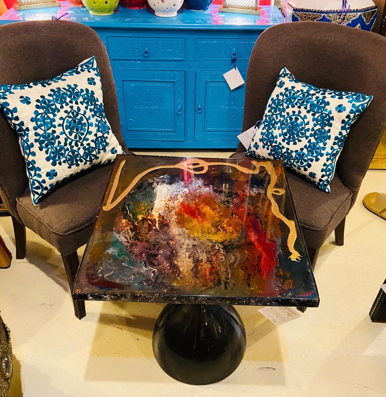 Abstract Design Mid-Century Modern Center or End Table in Resin on ...