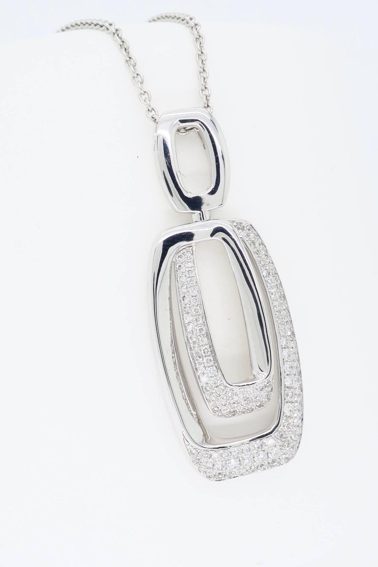 Abstract Diamond Drop Pendant Necklace For Sale at 1stdibs