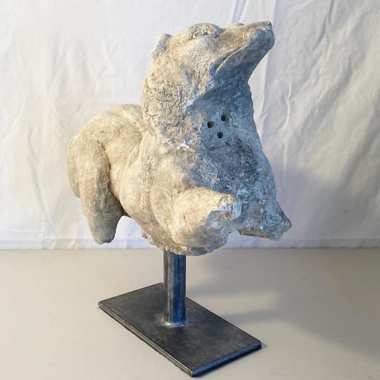 Abstract Distressed Plaster Dog Sculpture For Sale at 1stDibs