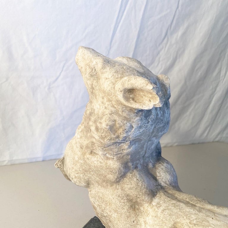 Abstract Distressed Plaster Dog Sculpture For Sale at 1stDibs