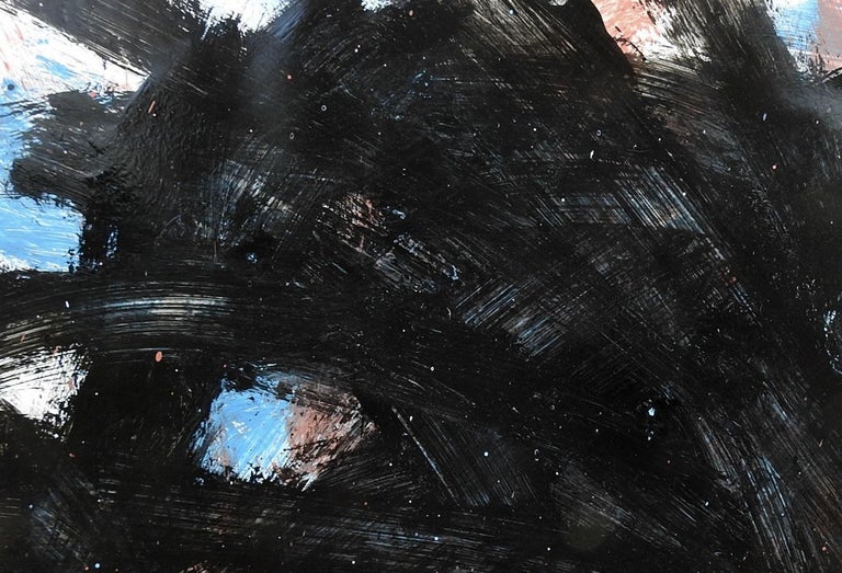 Abstract Expressionist Blue and Black Painting For Sale at 1stDibs