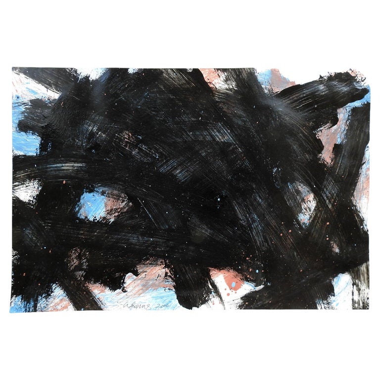 Abstract Expressionist Blue and Black Painting For Sale at 1stDibs