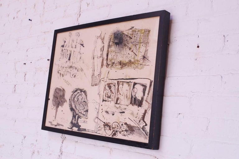 Abstract Expressionist Mixed Media by Burt Hasen, 1961 For Sale at 1stDibs