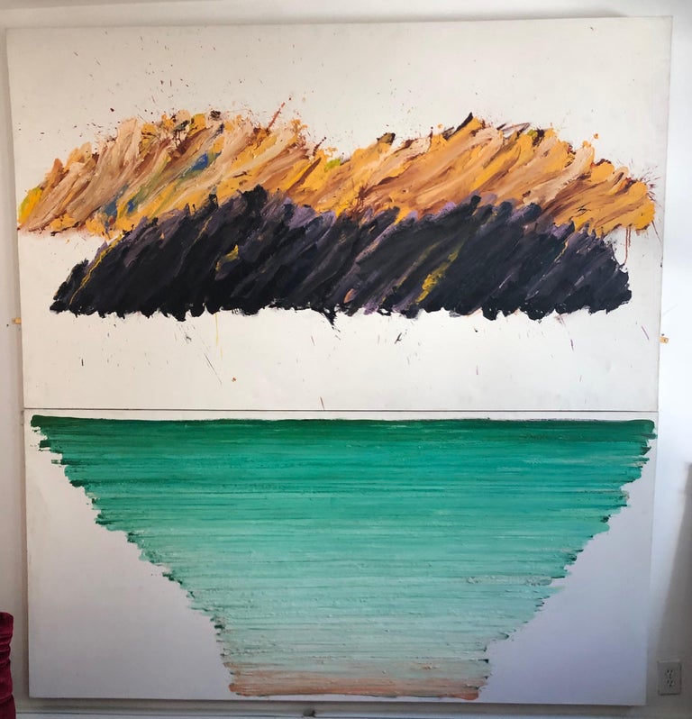 Abstract Expressionist Seascape Diptych by Vera Klement, Oil and ...