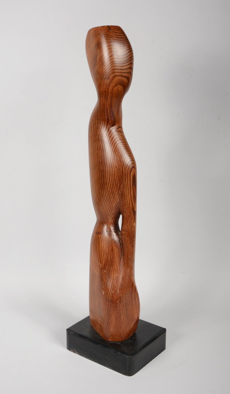Abstract Figurative Carved Wood Sculpture of a Woman For Sale at 1stDibs
