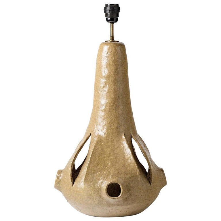 Abstract Floor Ceramic Lamp Base in Stoneware Pottery, circa 1970 For ...