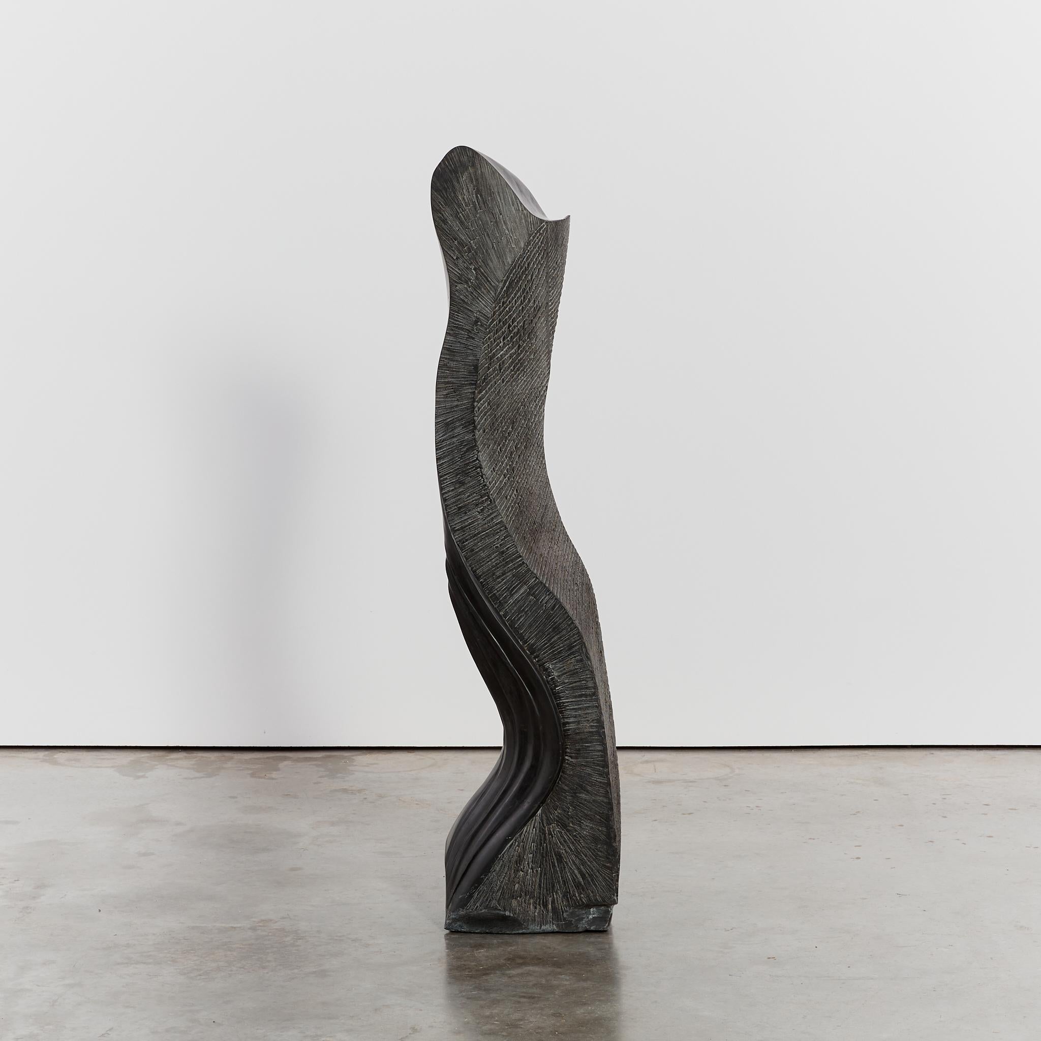 Abstract floor sculpture in slate For Sale at 1stDibs