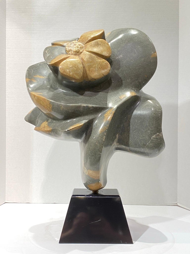 Abstract Floral Alabaster Stone Sculpture Attributed to Karen Chera For ...
