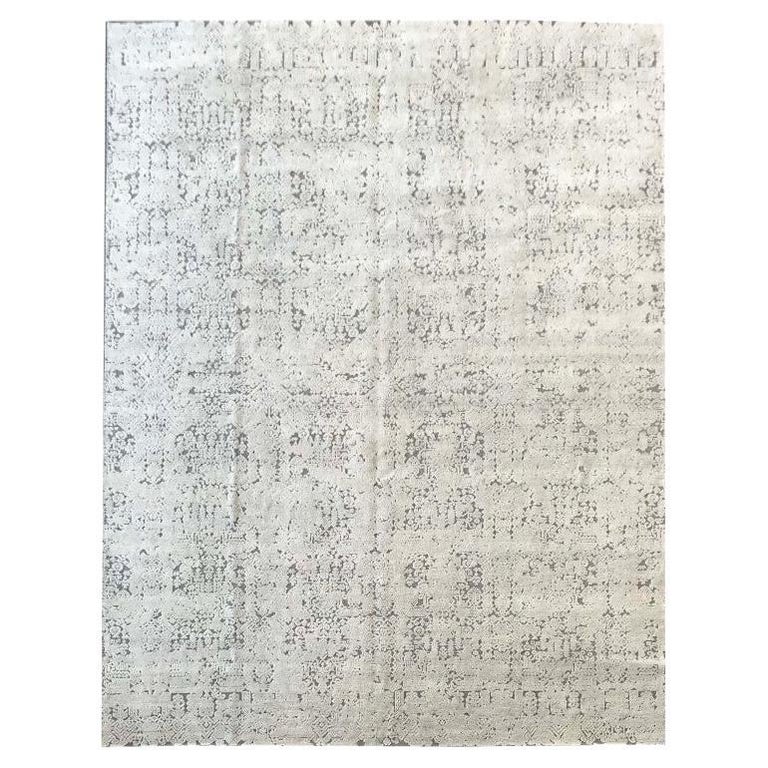 Abstract Gray Rug, Handmade Wool Design For Sale at 1stDibs