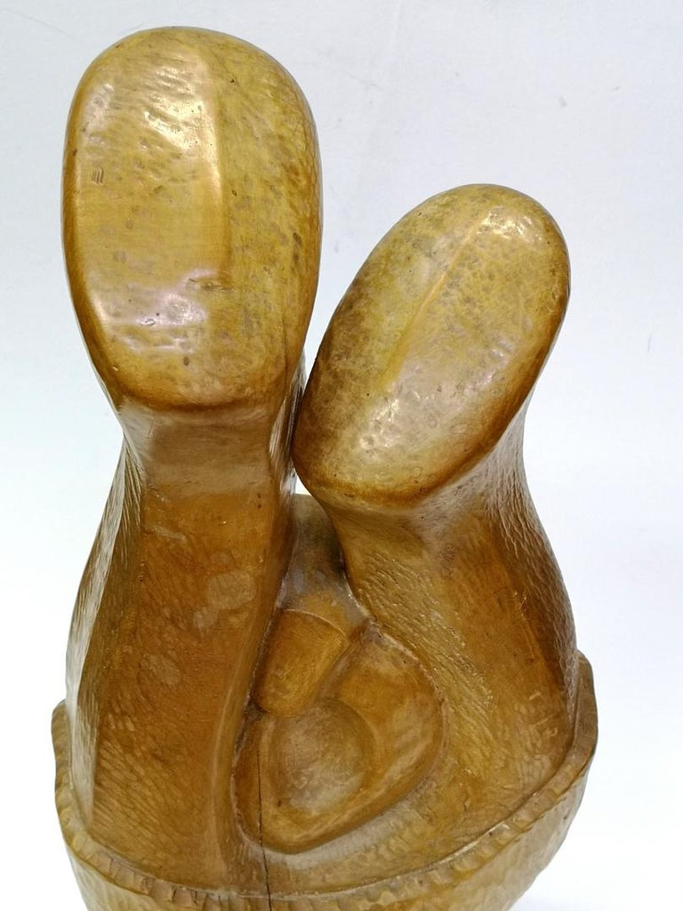 Abstract Hand Carved Wooden Sculpture, by Artist Feldman, 1970s For ...
