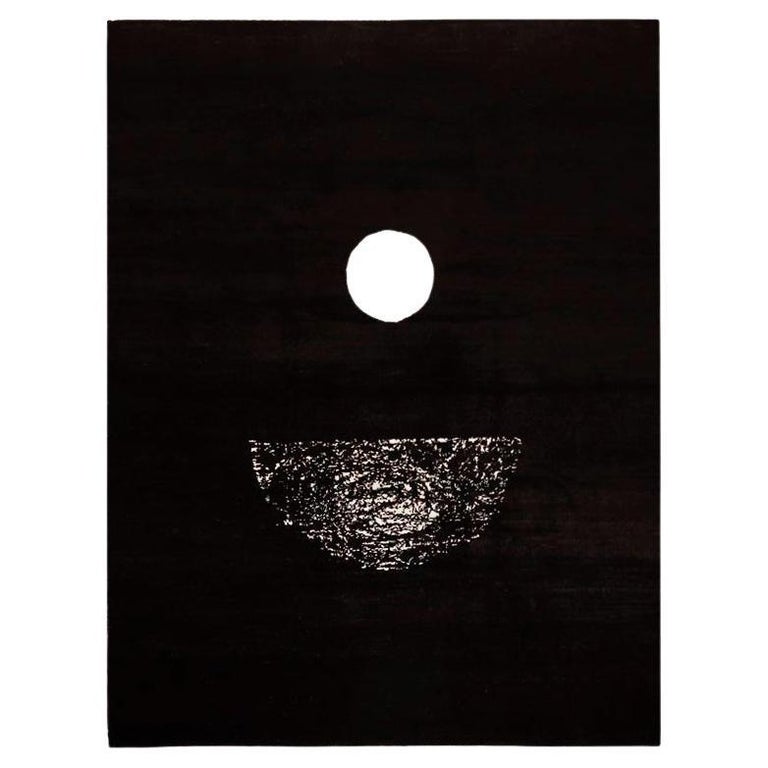 Abstract Handmade Black and White Rug For Sale at 1stDibs