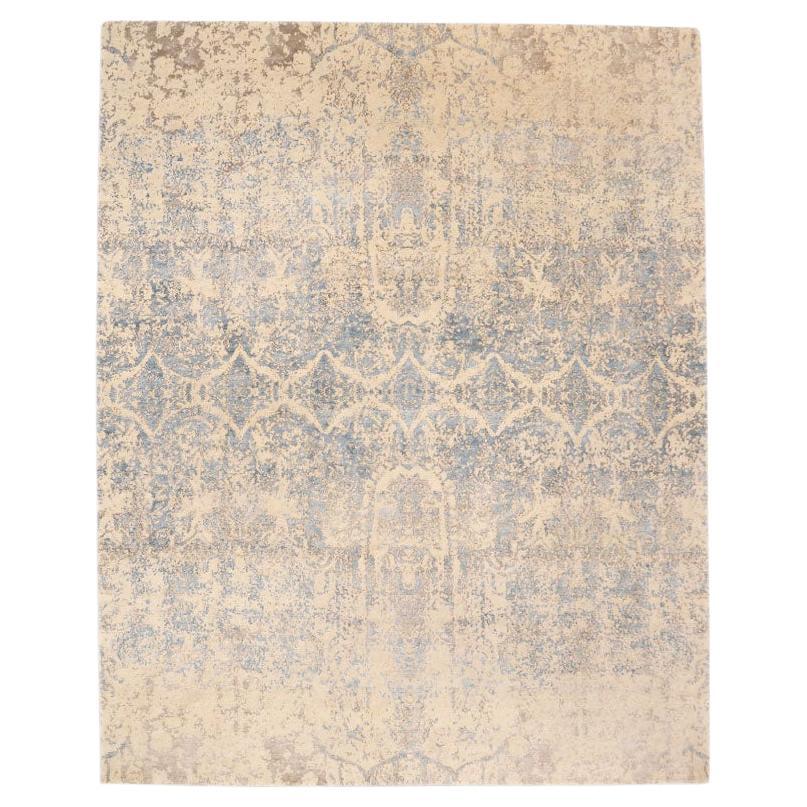 Abstract Handmade Silk and Wool Rug Grey Design For Sale at 1stDibs