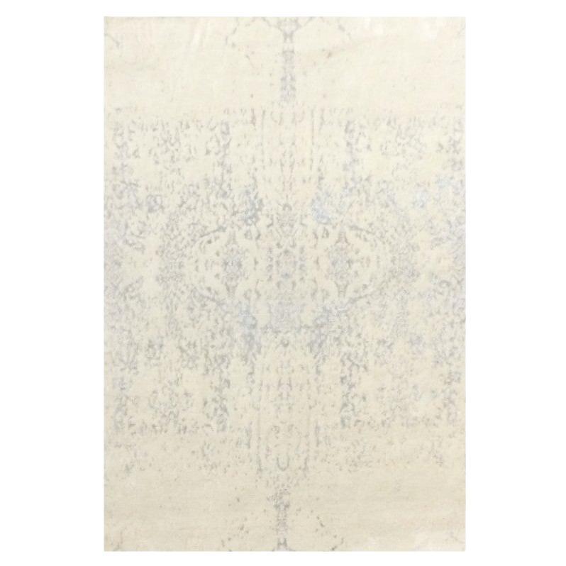 Abstract Handmade Silk and Wool Rug Grey and Brown Design For Sale at ...