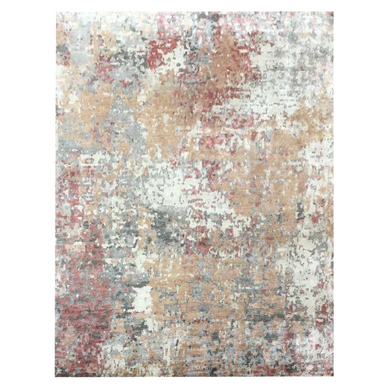 Abstract Handmade Wool Rug Grey and White Design. For Sale at 1stDibs