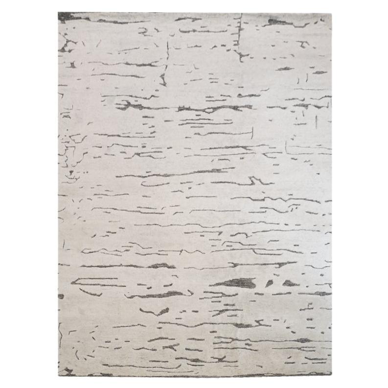Abstract Handmade Wool Rug Grey and White Design. For Sale at 1stDibs