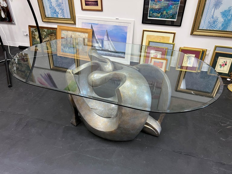 Abstract "His and Hers" Dining Table With Oval Glass Top For Sale at ...