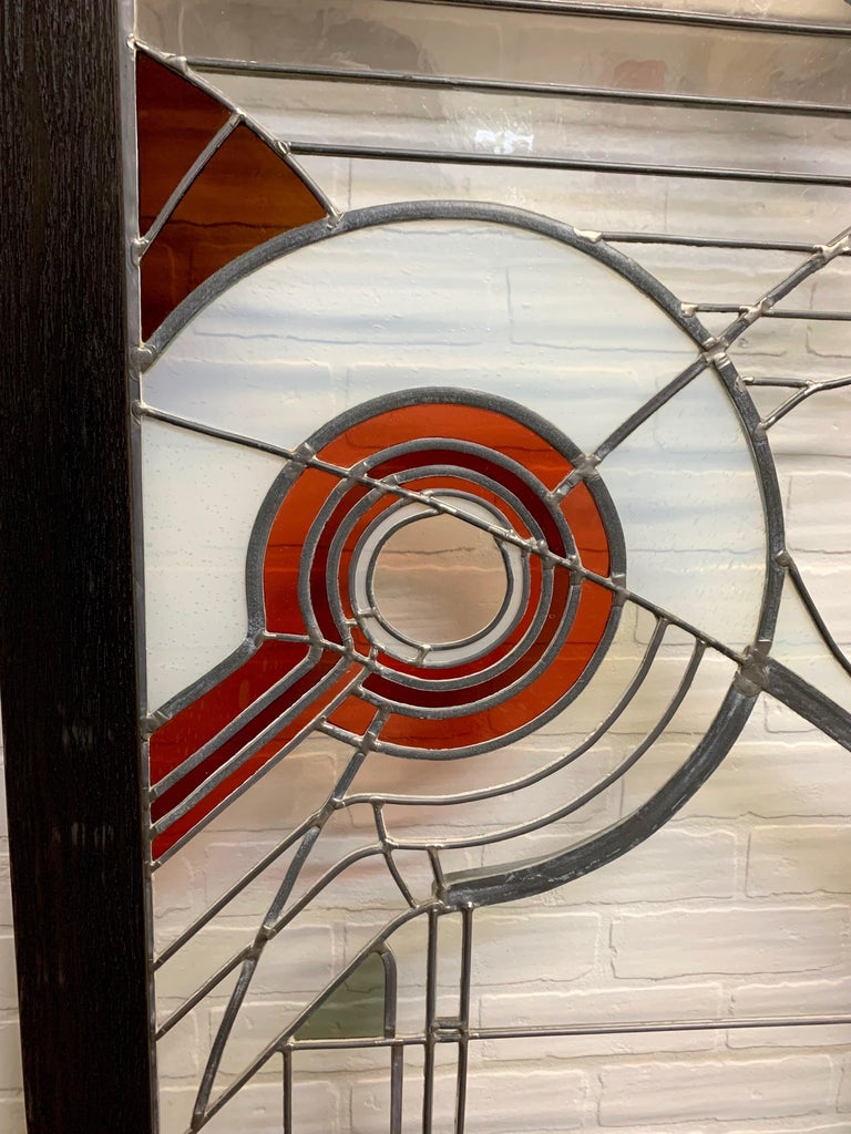 Abstract Leaded Glass Window For Sale at 1stDibs