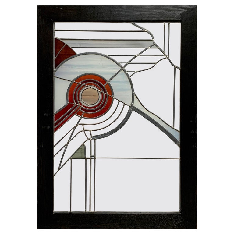 Abstract Leaded Glass Window For Sale at 1stDibs
