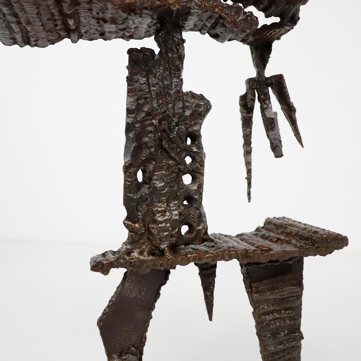 Abstract Man Brutalist Iron Sculpture For Sale at 1stDibs
