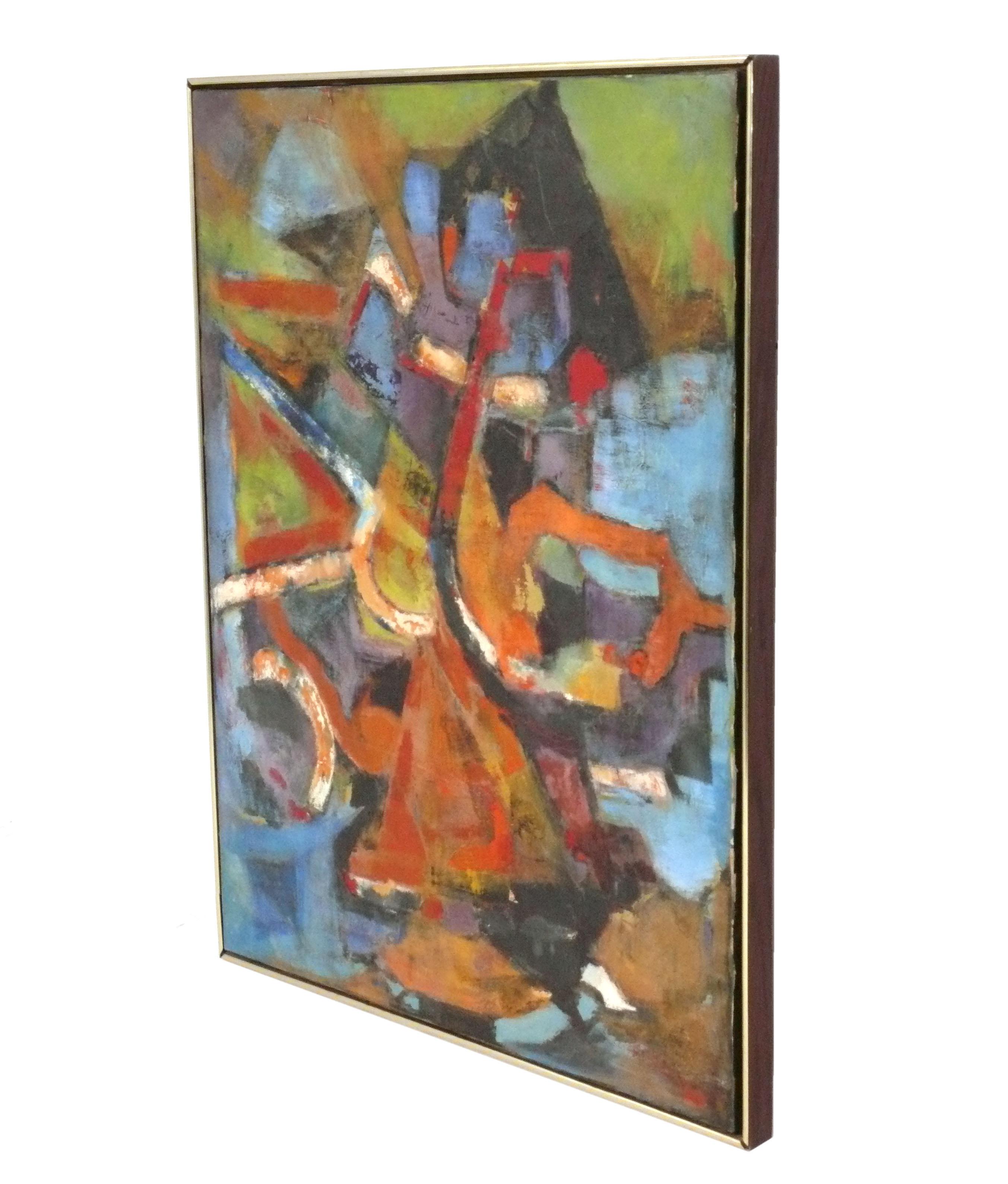 Abstract Mid Century Modern Painting circa 1960s 41.5" H x 31.25" W For ...