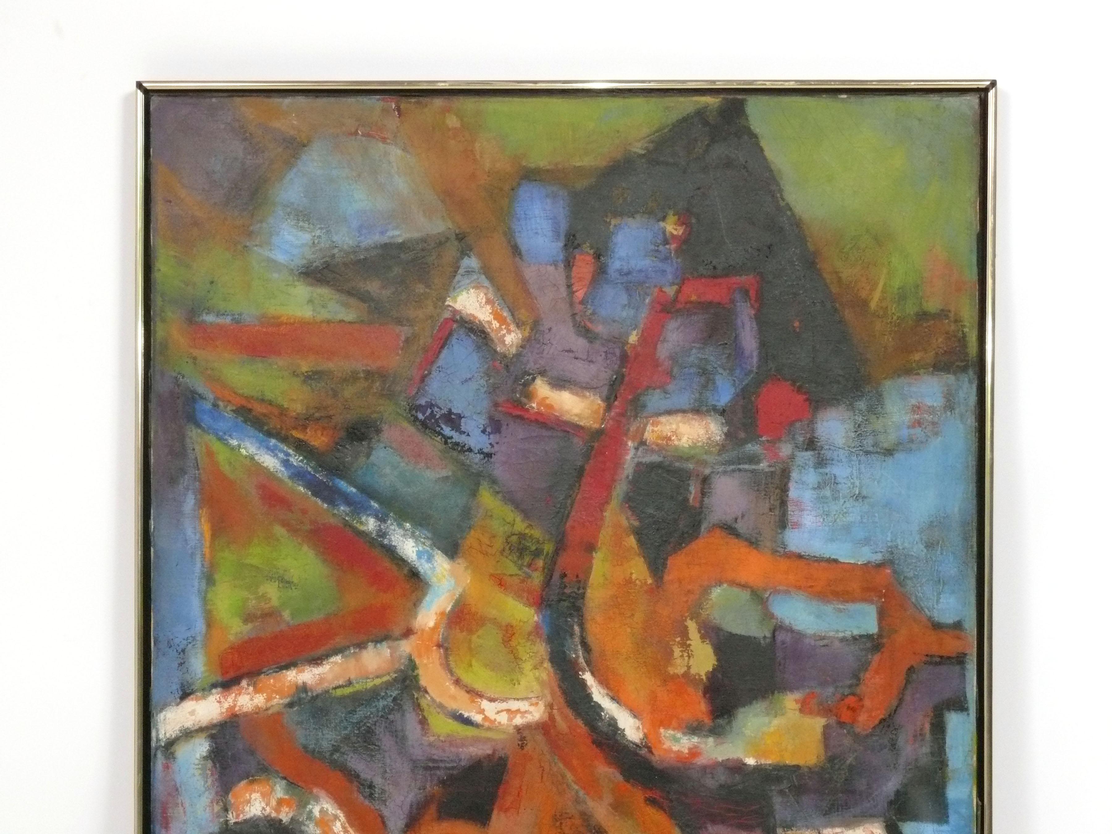 Abstract Mid Century Modern Painting circa 1960s 41.5" H x 31.25" W For ...