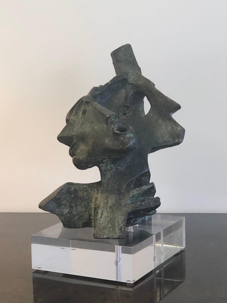 Abstract Modern Bronze Sculpture on Lucite Base by Franco Ciarlo For ...