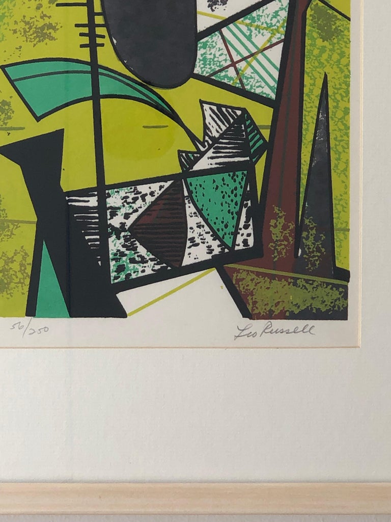 Abstract Modern Leo Russell Graphic Print in Shades of Green, White ...