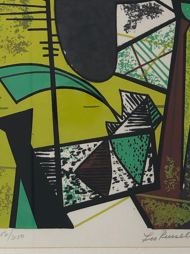 Abstract Modern Leo Russell Graphic Print in Shades of Green, White ...