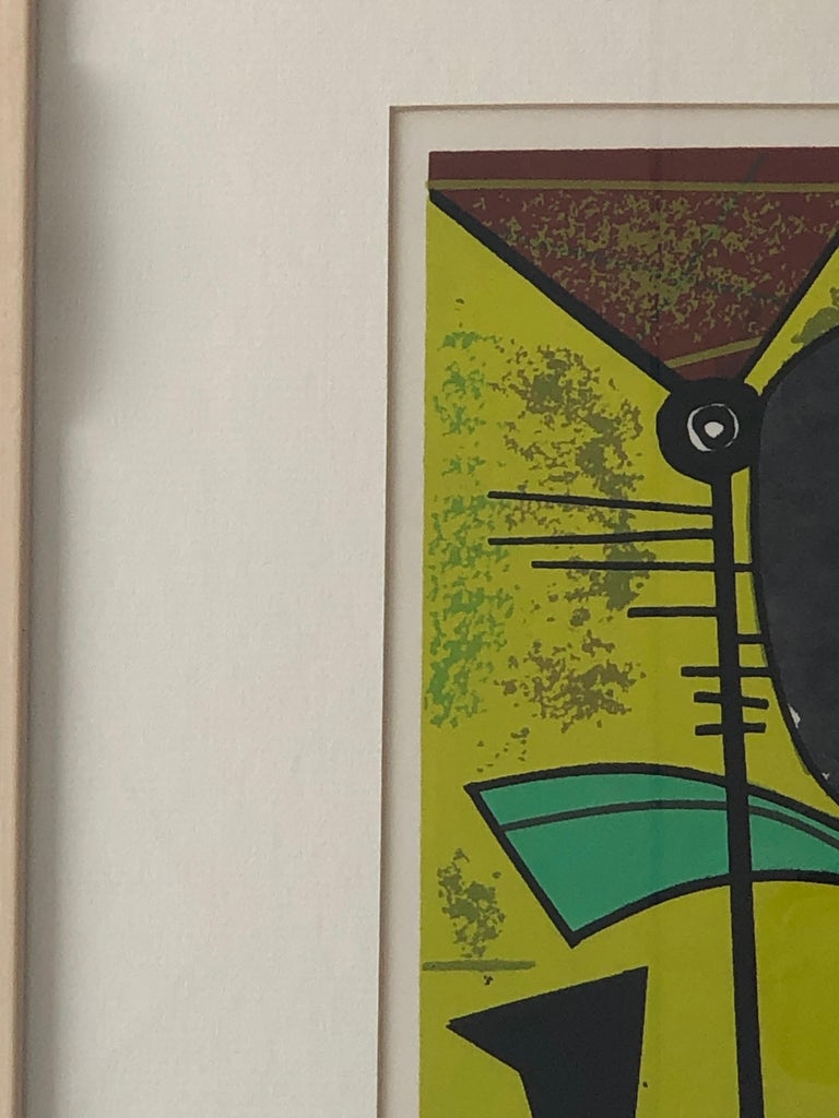 Abstract Modern Leo Russell Graphic Print in Shades of Green, White ...