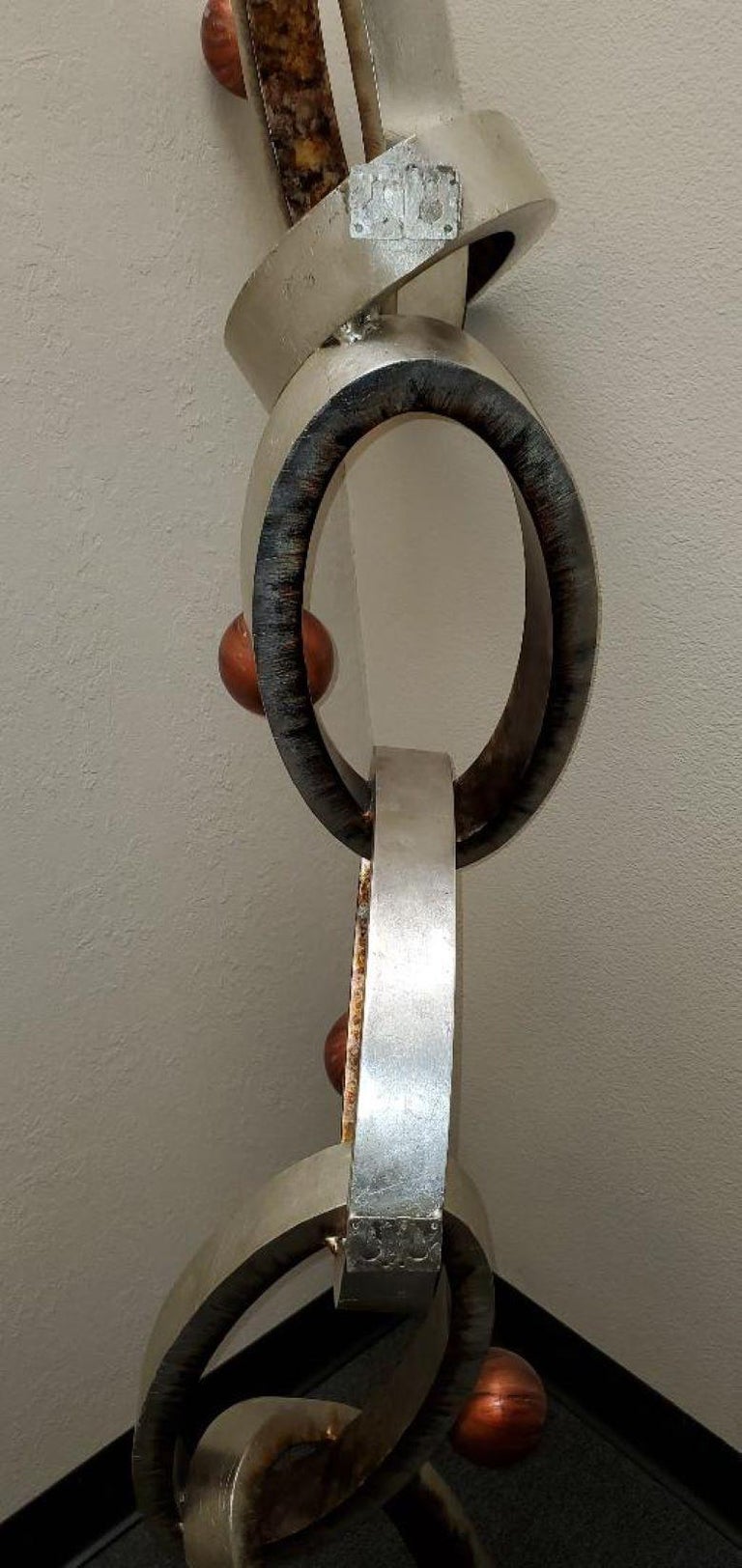 Abstract Modern Wall Art Sculpture of Interlocking Metal Ovals and ...