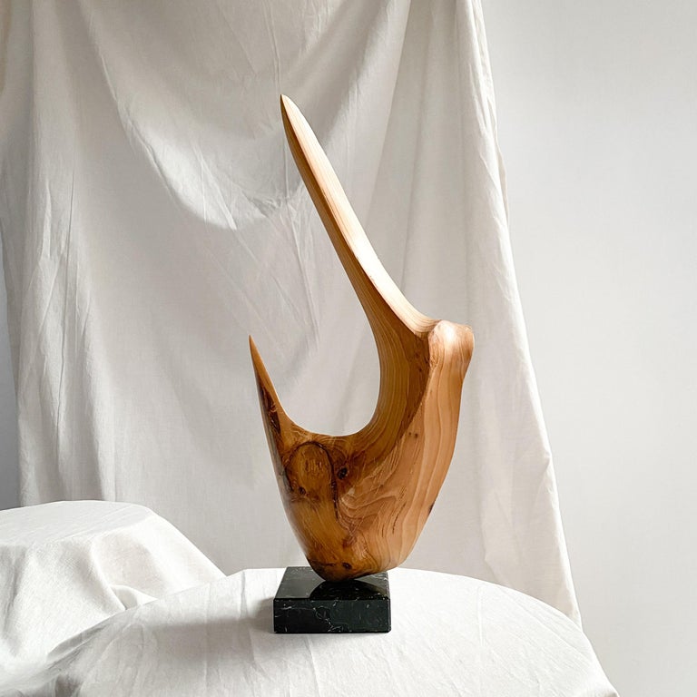 Abstract modernist freeform wooden sculpture, hand carved, 1970s For ...