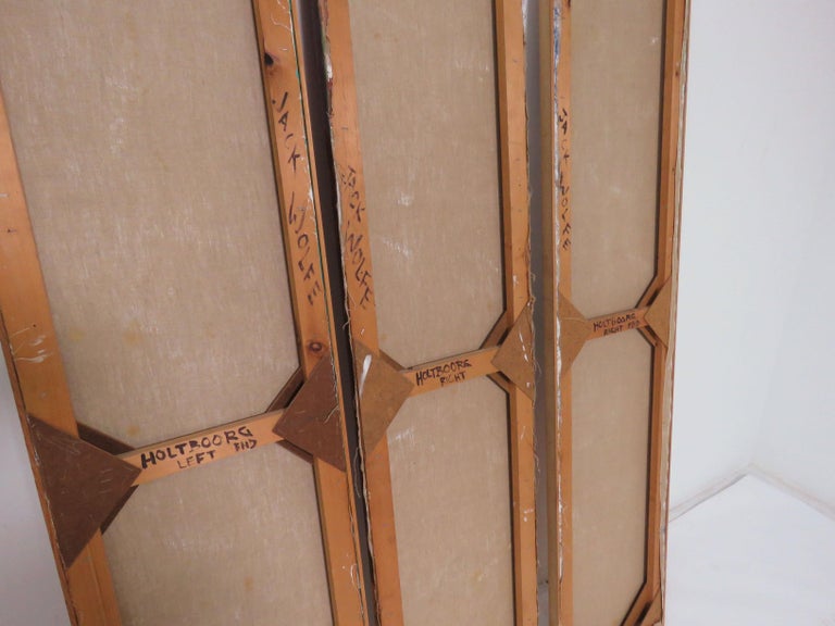Abstract Modernist Triptych Paintings by Jack Wolfe, circa 1960s at 1stDibs