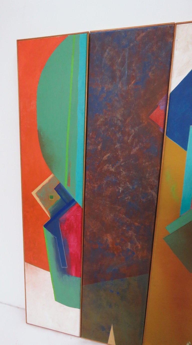 Abstract Modernist Triptych Paintings by Jack Wolfe, circa 1960s at 1stDibs