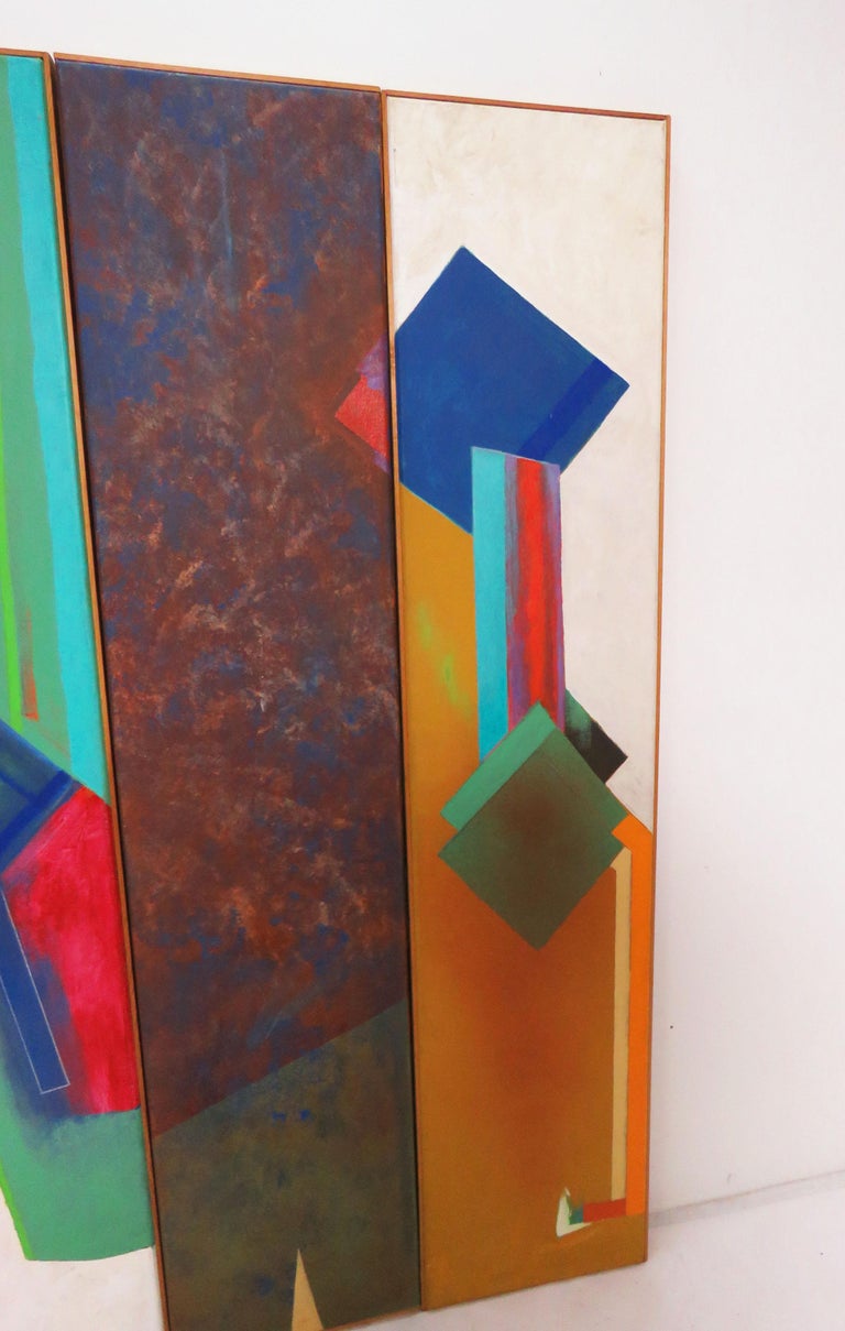 Abstract Modernist Triptych Paintings by Jack Wolfe, circa 1960s at 1stDibs