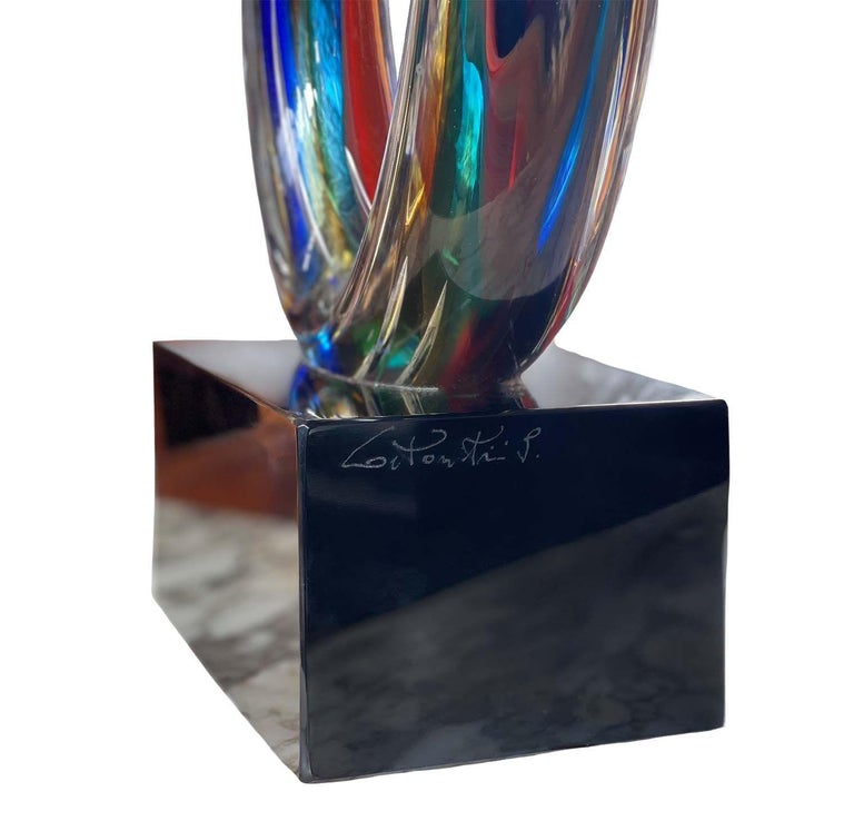 Abstract Murano Glass Multicolor Sculpture By Sergio Costantini For Sale At 1stdibs