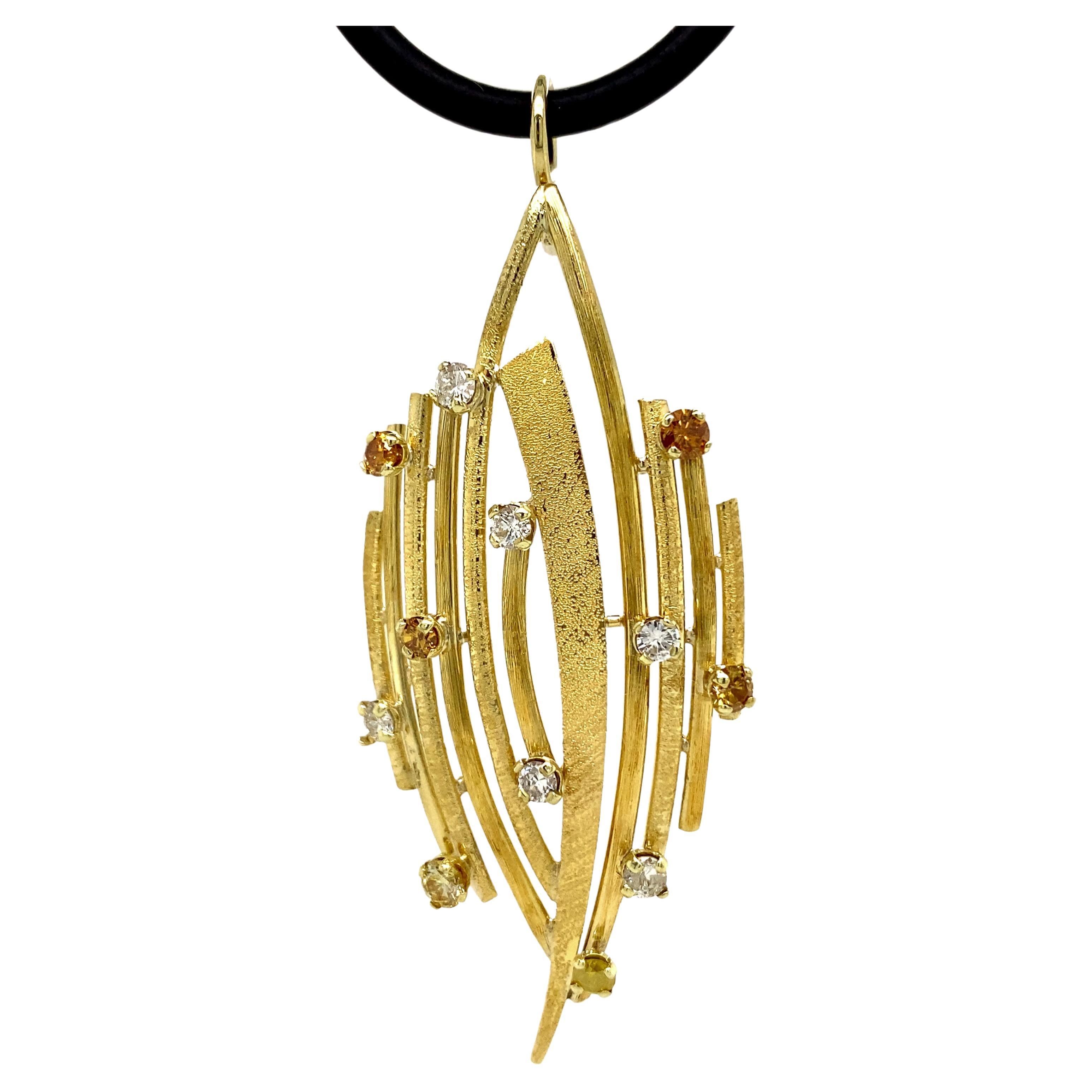 18 Karat Yellow Gold Abstract Heart Pendant, Solid Gold Necklace. For ...