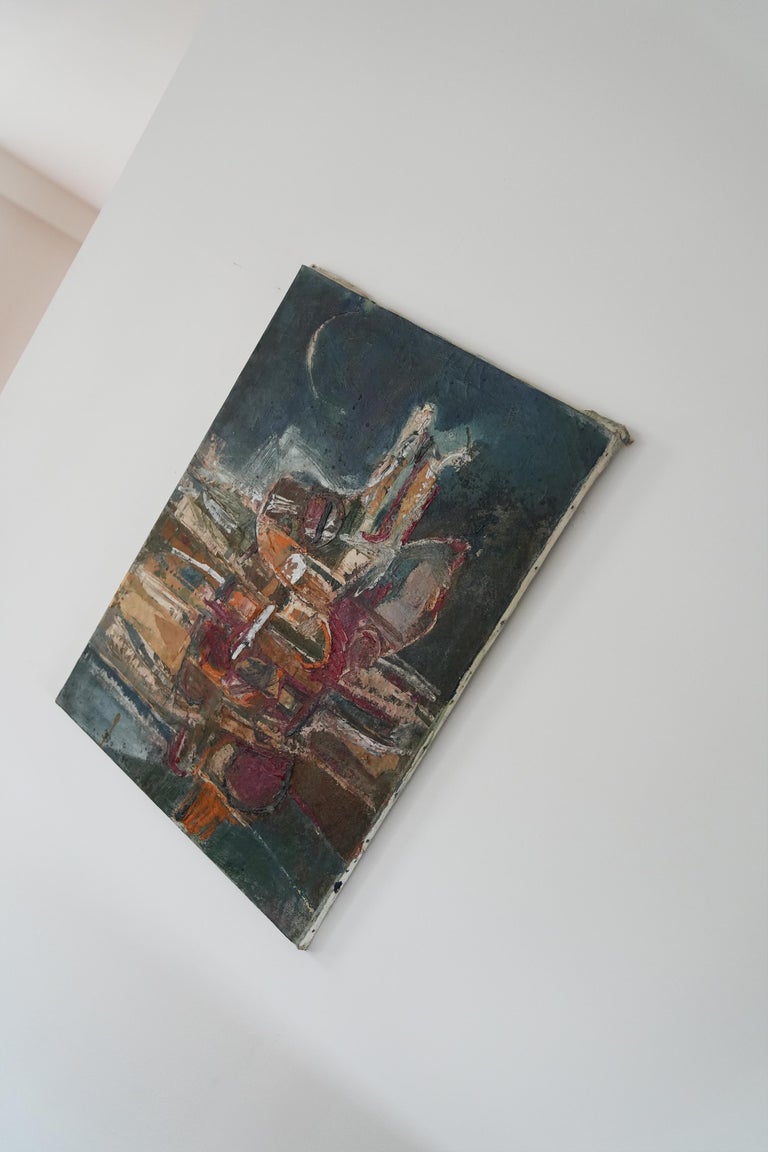 Abstract Night Scene with Moon For Sale at 1stDibs