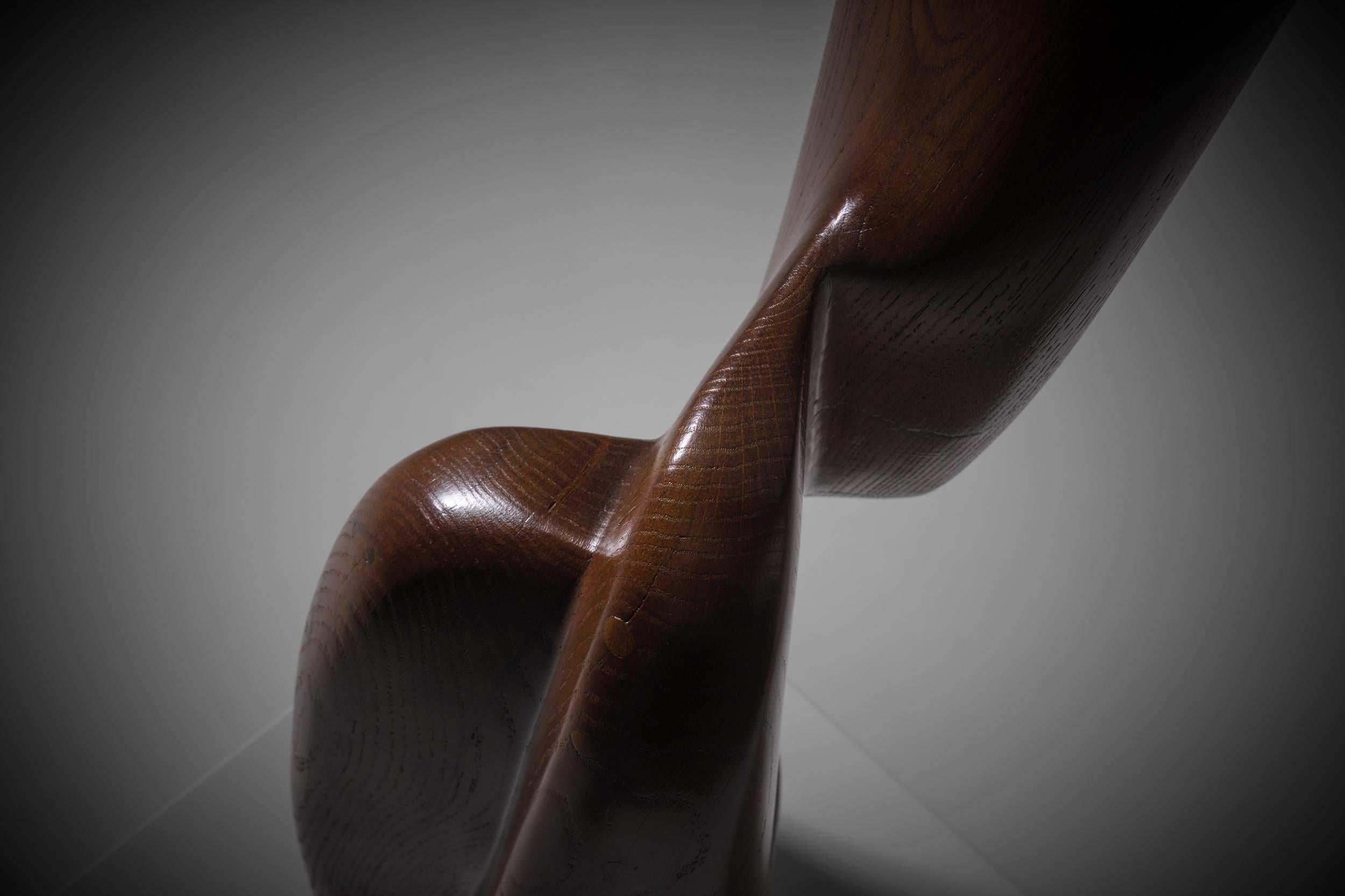 Abstract Oak wooden sculpture, France 1970s For Sale at 1stDibs