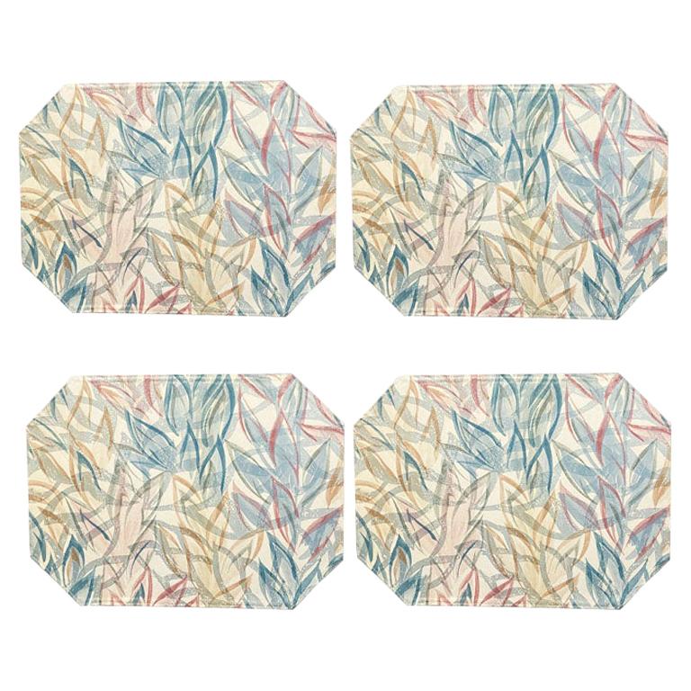 Abstract Octagonal Fabric Placemats in Pink, Blue and Cream, 4 For Sale ...