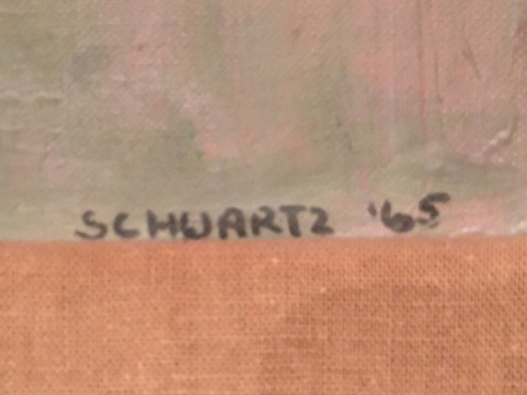 Abstract Oil on Board by Schwartz Dated 1965 at 1stDibs