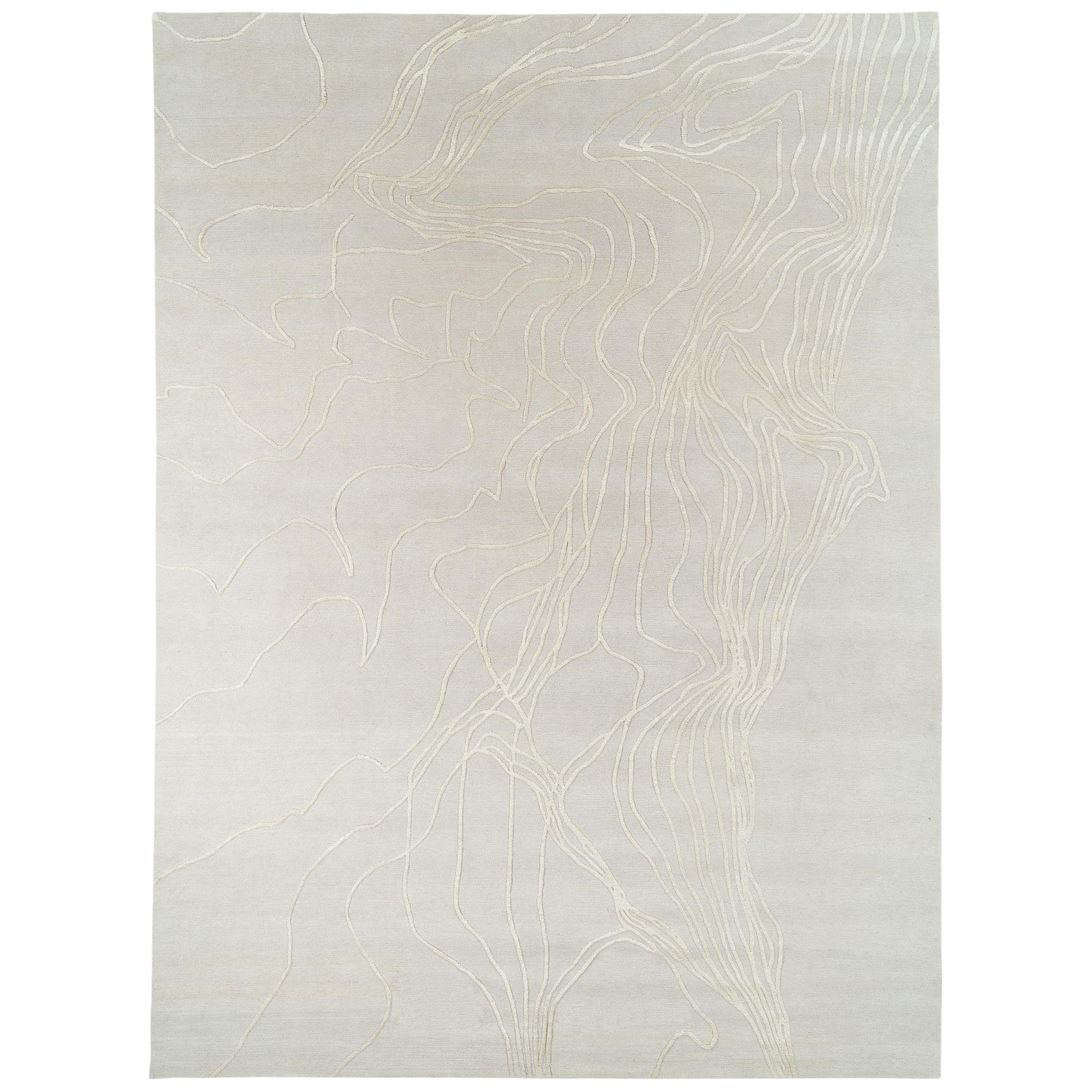 Abstract Contemporary Area Rug Taupe and Gold, Handmade of Wool Silk ...