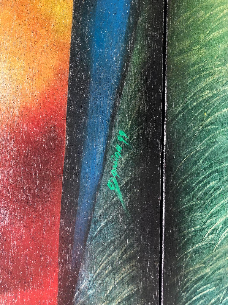 Abstract Painted 2-Panel Screens by Pedro Damian Cuban-American Artist ...