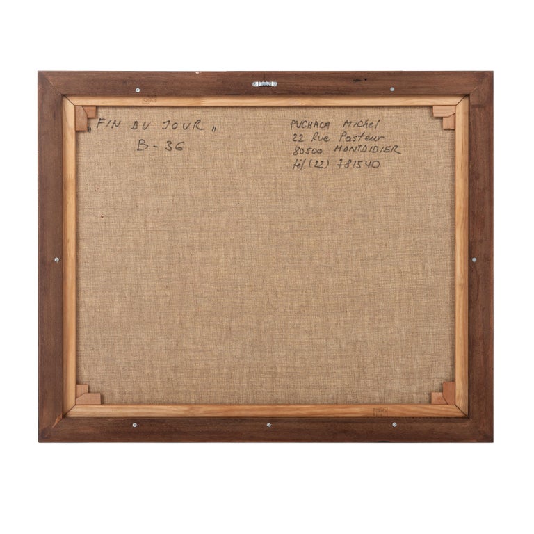 Abstract Painting "Fin Du Jour" in Friendly Orange-Blue Colors by ...