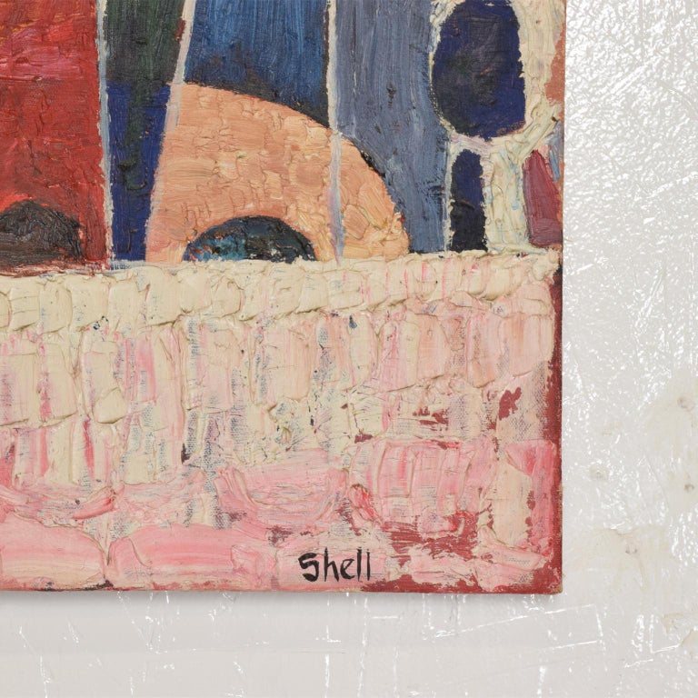 Abstract Painting Signed "Shell", Mid-Century Modern at 1stDibs