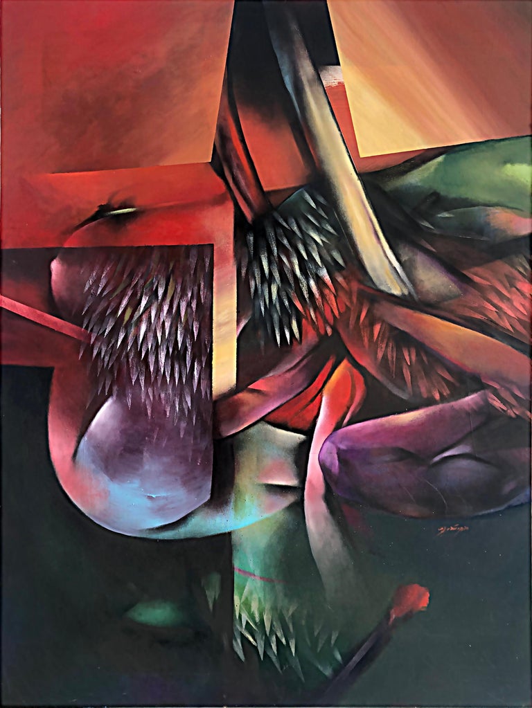 Abstract Painting The Seductions by Pedro Damian, Cuban American Artist, 1997 For Sale at 1stDibs