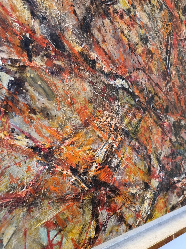 Abstract Painting, "Tree of Fire" by Robert Wogensky, Oil on Canvas, Ca ...